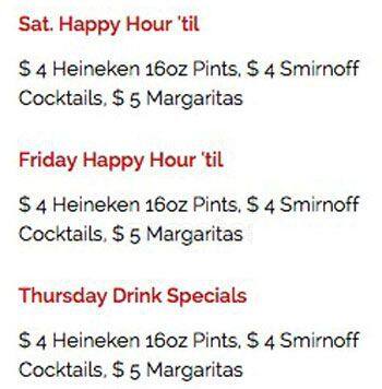 Menu at Comet Club, San Francisco