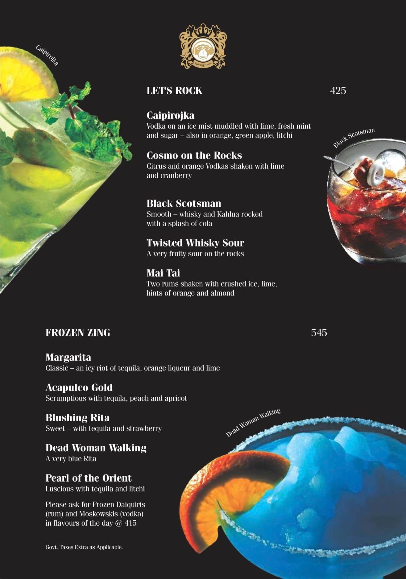 Menu at Brass Monkey, Mumbai, Level 2