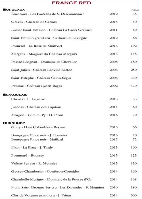 Menu at J Sheekey restaurant, London