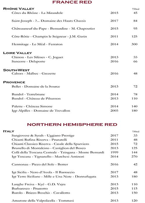 Menu at J Sheekey restaurant, London