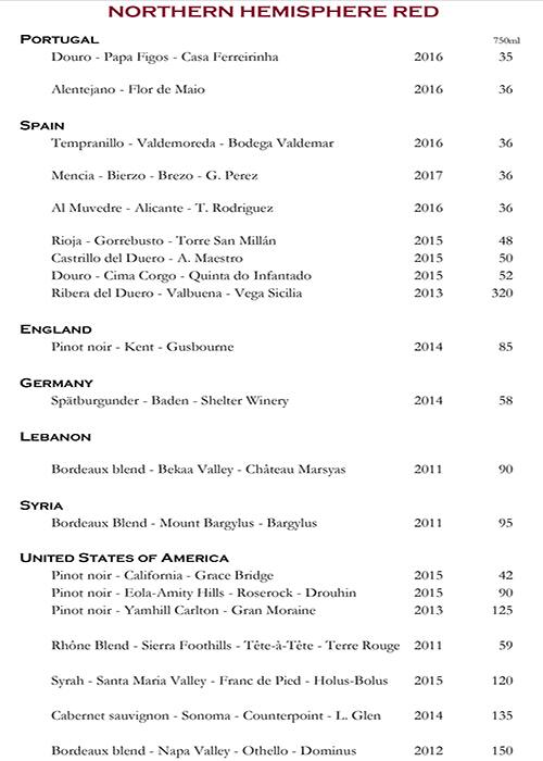 Menu at J Sheekey restaurant, London