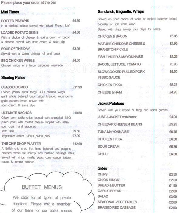 Menu at Milford Arms pub & bar, Isleworth