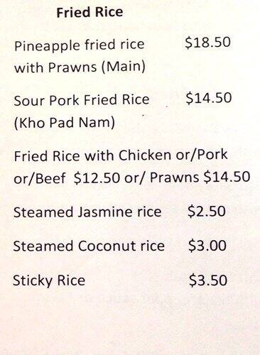 Carta de ThaiLicious Restaurant, Melbourne