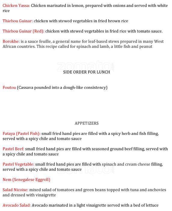 Menu at Chez Jacob restaurant, New York City, Frederick Douglass Blvd