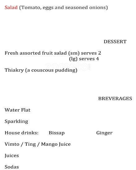 Menu at Chez Jacob restaurant, New York City, Frederick Douglass Blvd