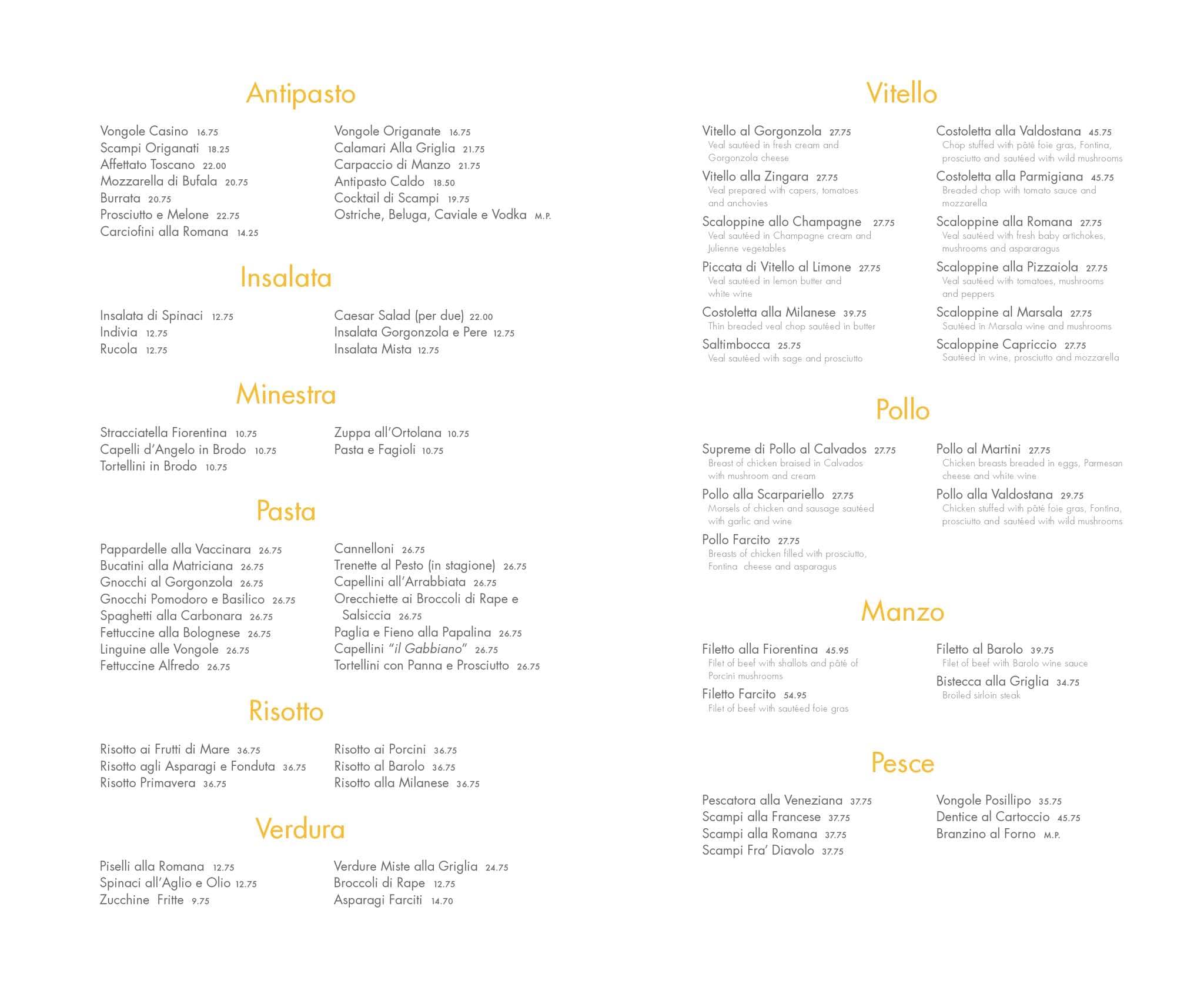 Il Gabbiano Menu, Menu for Il Gabbiano, Downtown Miami, Miami ...