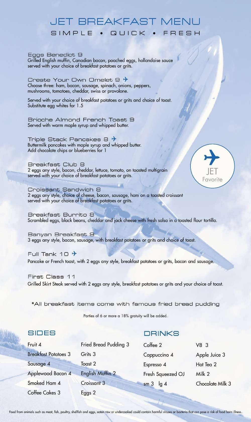 Menu at Jet Runway Cafe, Fort Lauderdale, NW 21st Terrace