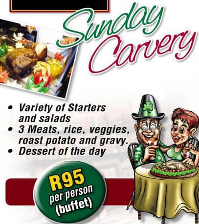 Menu at Copper Clover restaurant, Bloemfontein