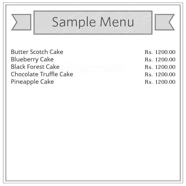 Menu of Piece of Cake, Sector 54, Gurgaon