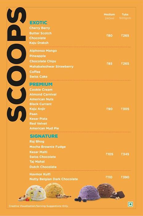 Menu at Havmor icecream, Bhaji Pav And Chinese, Ahmedabad, 8