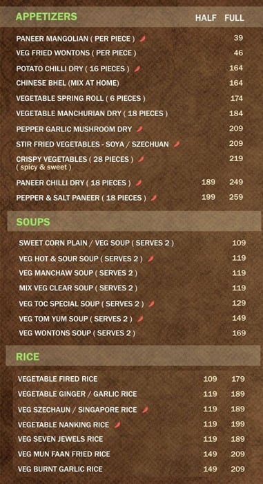 Menu of Taste Of Chinese, Nerul, Navi Mumbai
