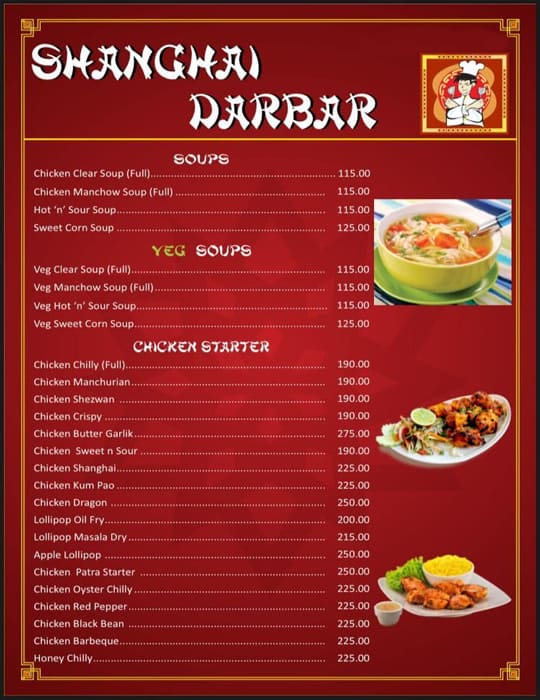 Menu of Shanghai Darbar, Kharghar, Navi Mumbai