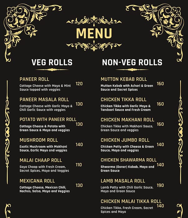 Menu of Imroz Rolls, Sector 50, Noida
