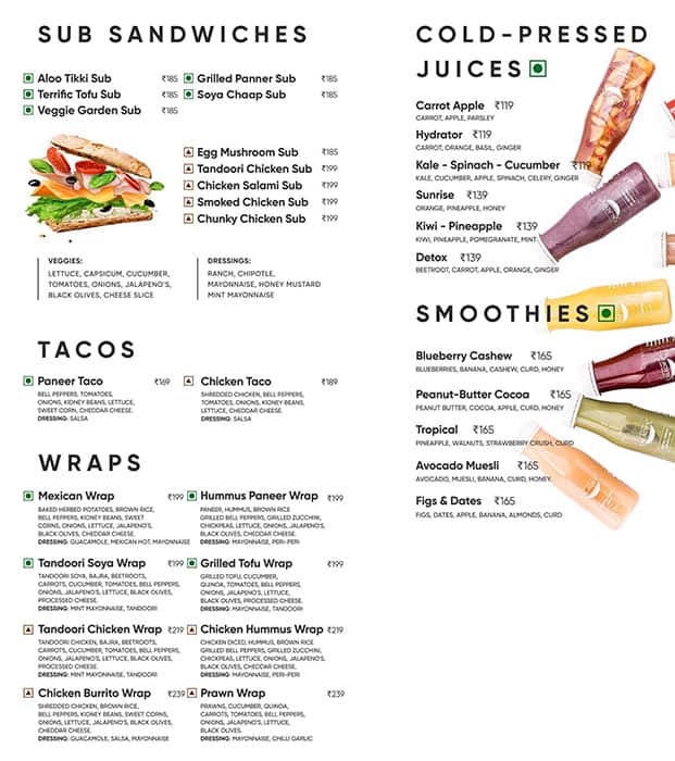 Menu of Saladific, Navrangpura, Ahmedabad