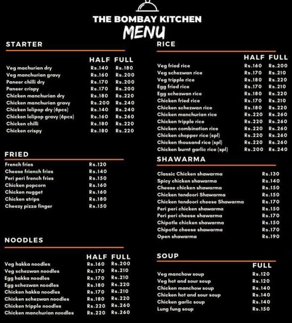 Menu of The Bombay Kitchen, Charni Road, Mumbai