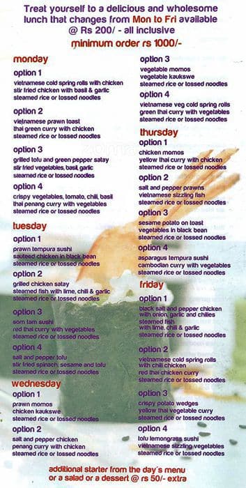 Menu at Busaba, Mumbai, 4, Mandlik Rd