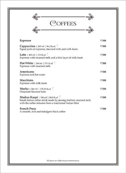 Taj Hotel Mumbai Menu Card - Infoupdate.org