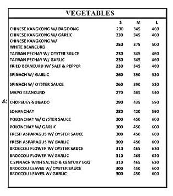 Menu at King Bee restaurant, Quezon City, Lot 24