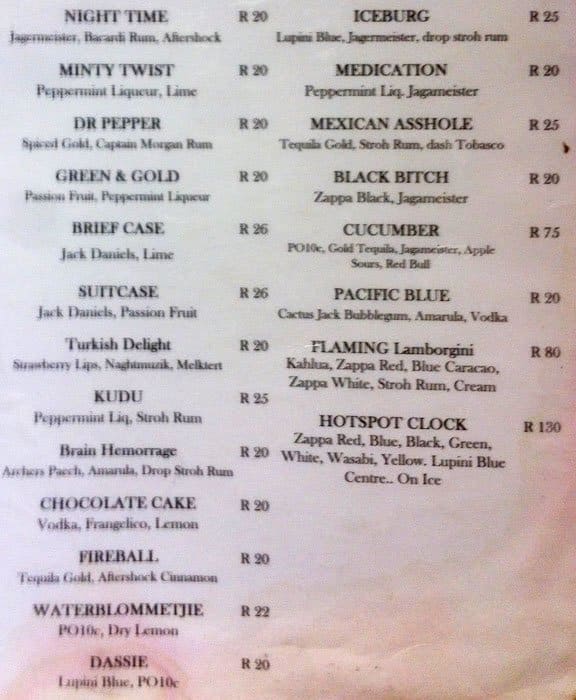 Menu at HotSpot Pub & Grill Benoni, Benoni