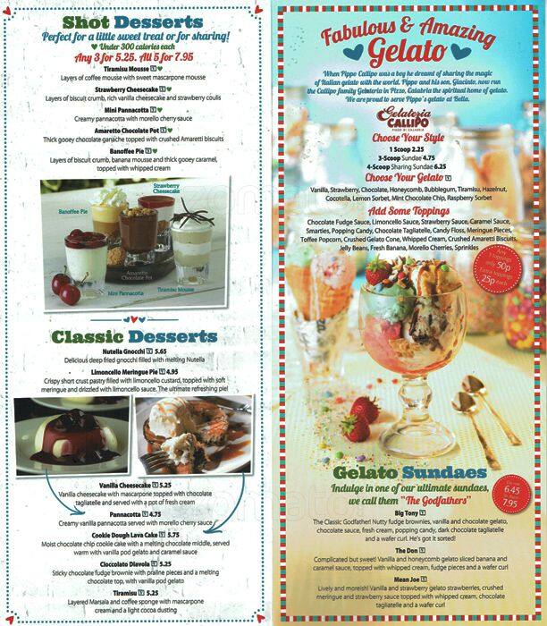 Menu at Bella Italia - Manchester Didsbury pizzeria, Brighton, Unit 6