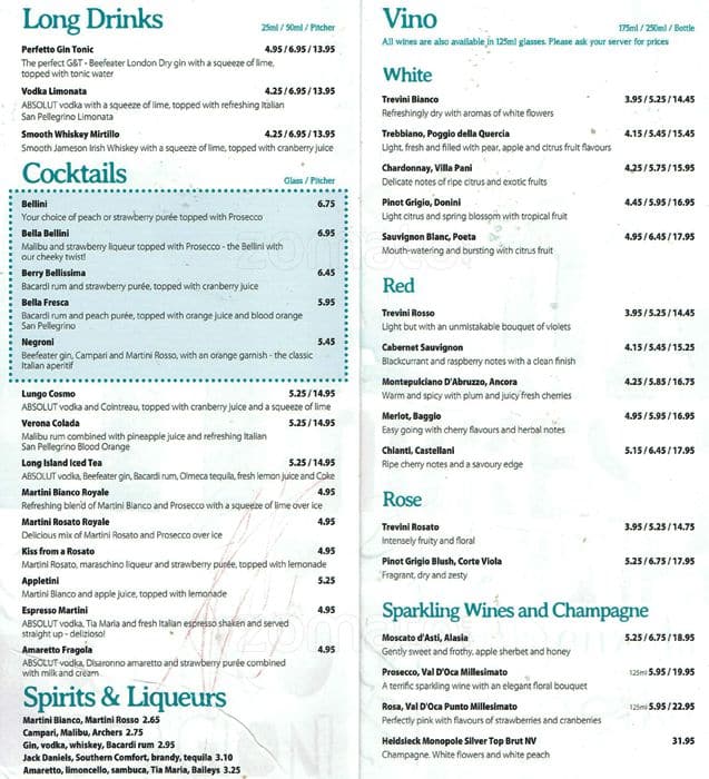 Menu at Bella Italia - Manchester Didsbury pizzeria, Brighton, Unit 6
