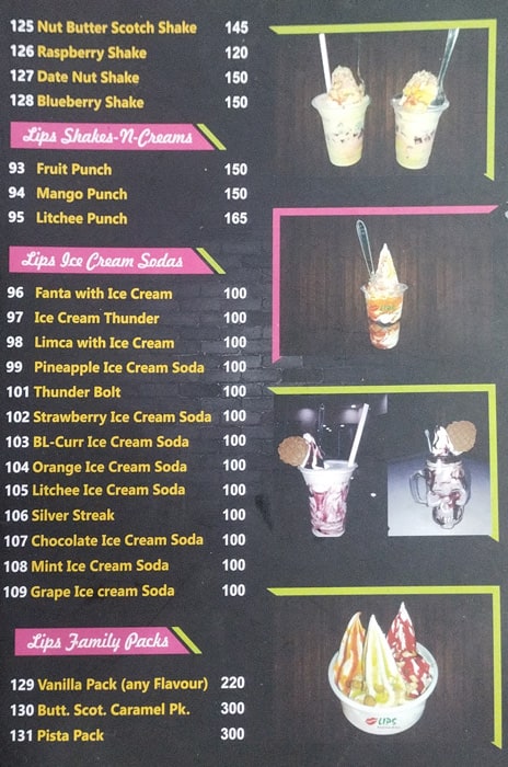 Menu at Lips, Chennai, A6