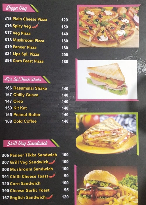 Menu at Lips, Chennai, A6