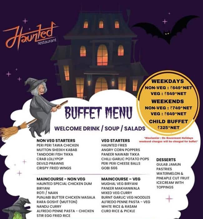 Menu of Haunted, Anna Nagar East, Chennai