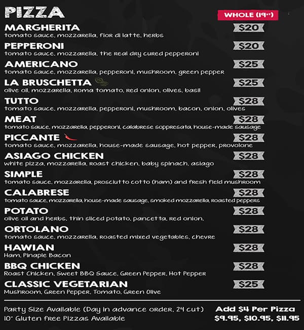 Menu at Piazza Manna restaurant, Toronto, 199 Bay