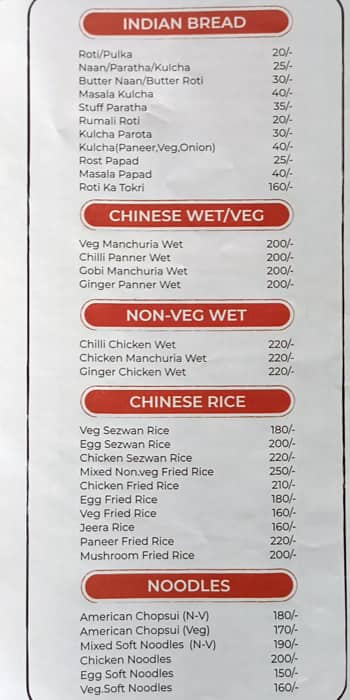 Menu at Dwaraka Multicuisine Restaurant, Hyderabad