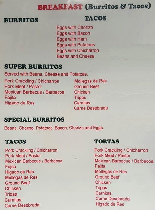 Menu at La India Bonita restaurant, League City