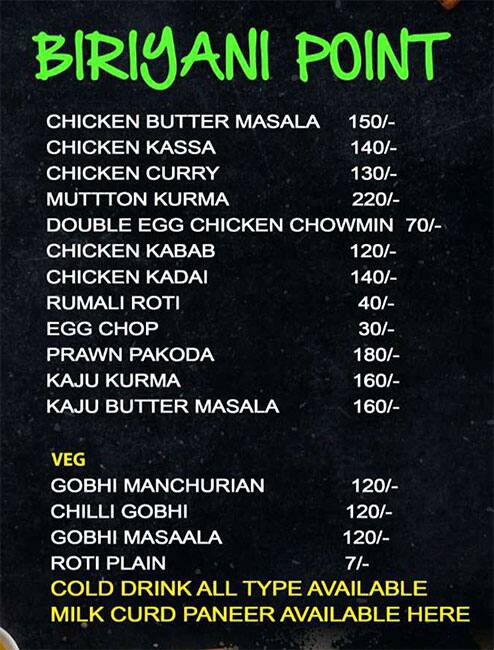 Menu at Biryani Point, Bhubaneswar, Plot 516/1718
