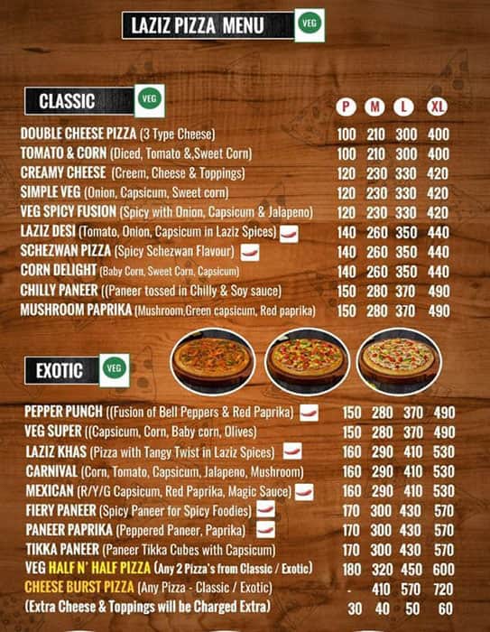 Menu of Laziz Pizza, Katraj, Pune