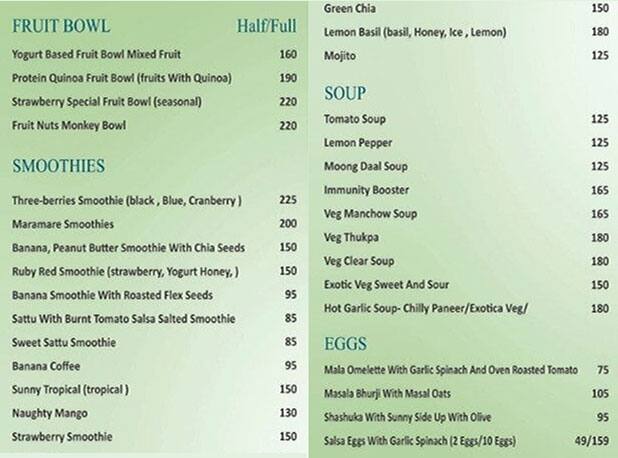 Menu of Freshaviaa Health Kitchen, Chaukhandi, Noida