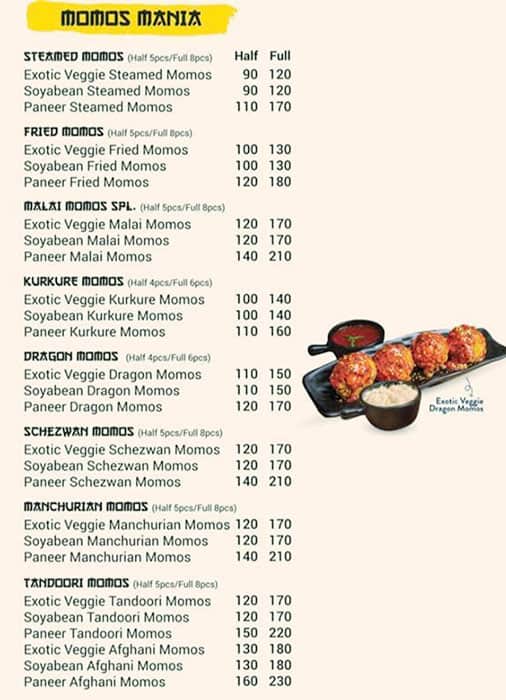 Menu of The Yellow Bowl, Vasundhara, Ghaziabad