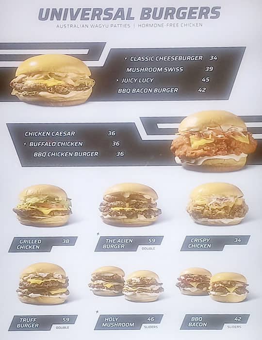 Menu of Alien Burger, Muhaisnah, Dubai