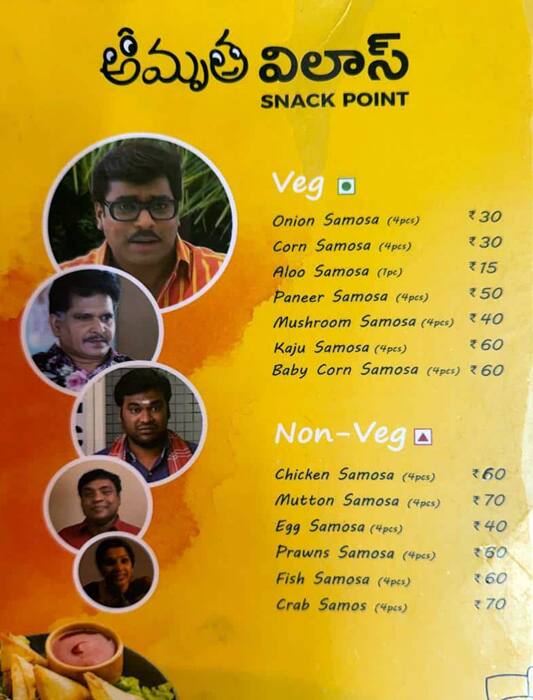 Menu of Amrutha Villas Snack Point, Madhapur, Hyderabad