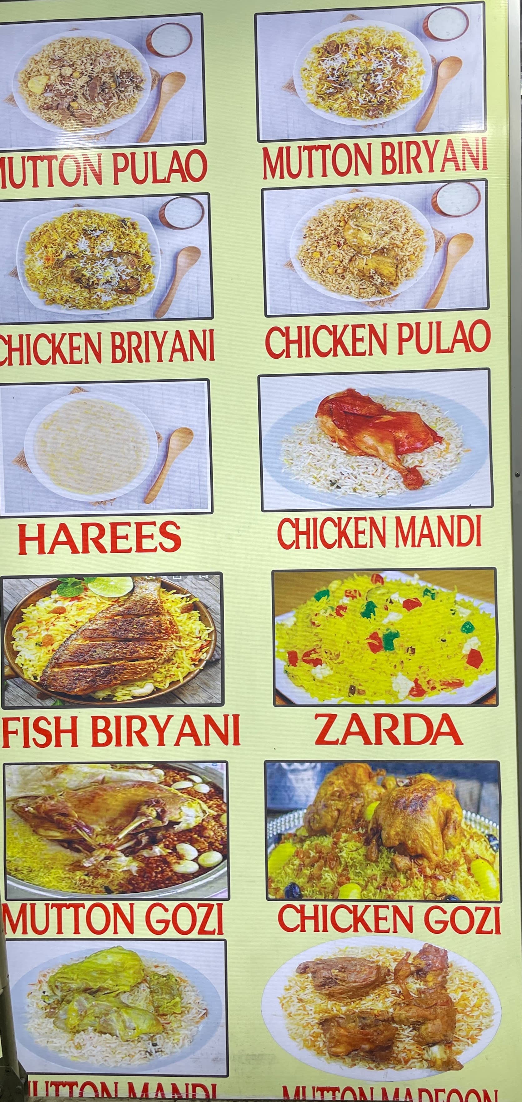 Menu of Public Cook, Al Satwa, Dubai