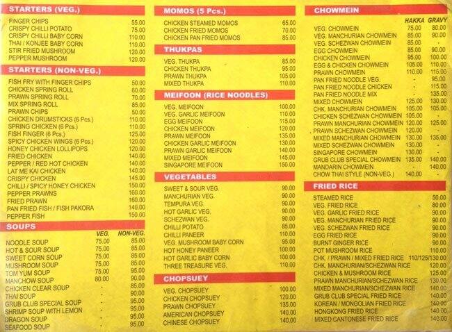 The Grub Club Menu, Menu for The Grub Club, Tollygunge, Kolkata - Zomato