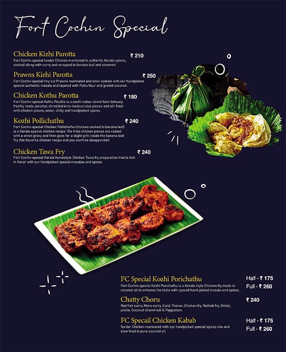 Menu at No.10 Fort Cochin - Seafood Restaurant in Indiranagar ...