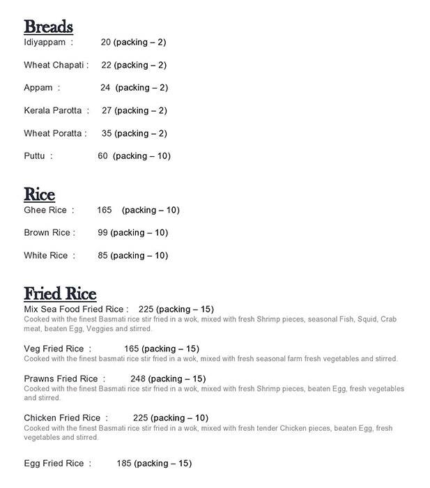 Menu at No.10 Fort Cochin - Seafood Restaurant in St.Marks Road ...