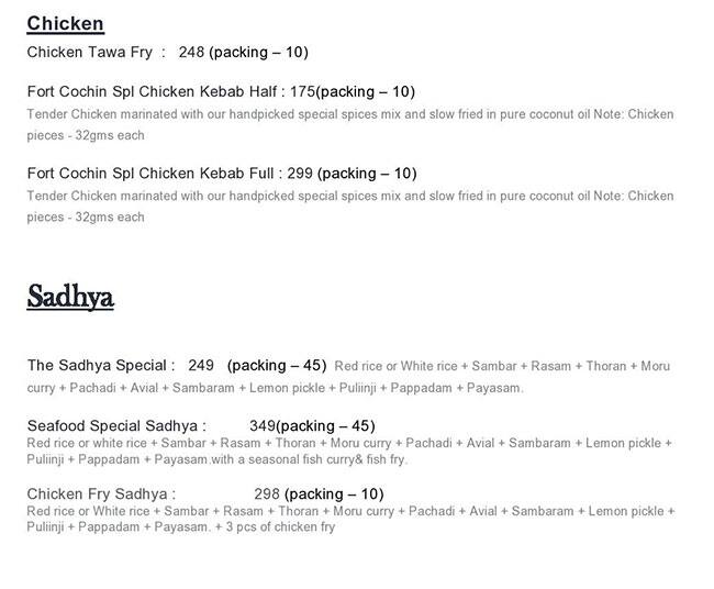 Menu at No.10 Fort Cochin - Seafood Restaurant in St.Marks Road ...