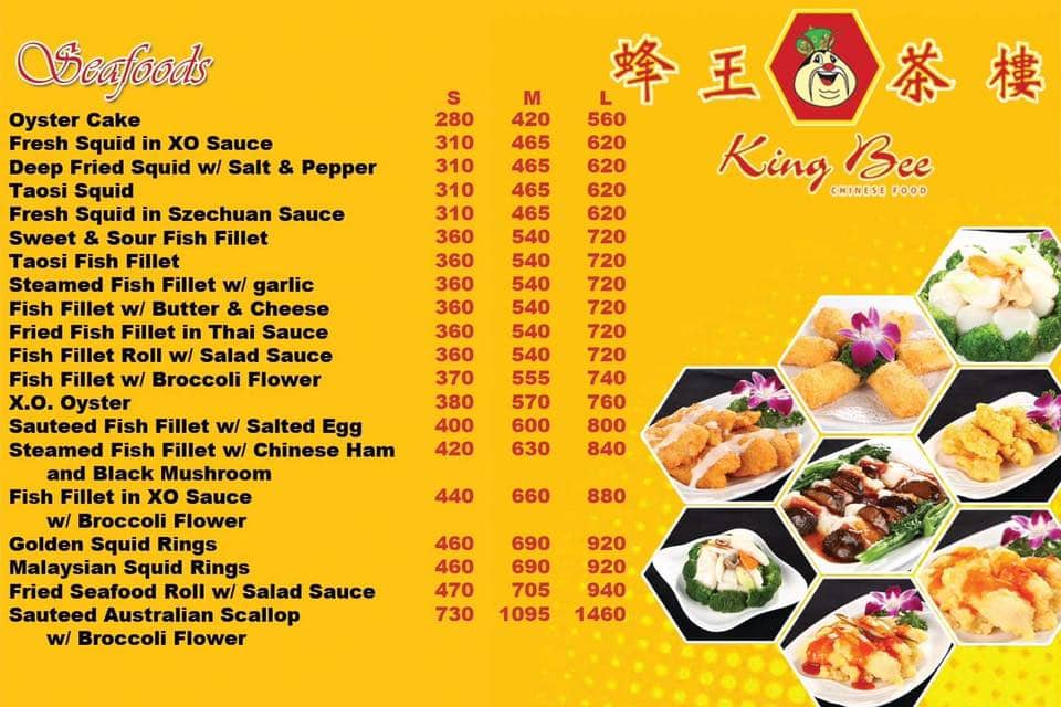 Menu at King Bee Chinese Restaurant, Antipolo, Grnd Floor
