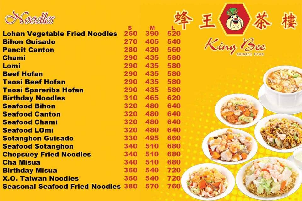 Menu at King Bee Chinese Restaurant, Antipolo, Grnd Floor