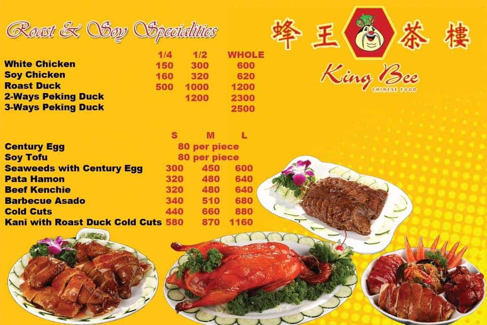 Menu at King Bee Chinese Restaurant, Antipolo, Grnd Floor