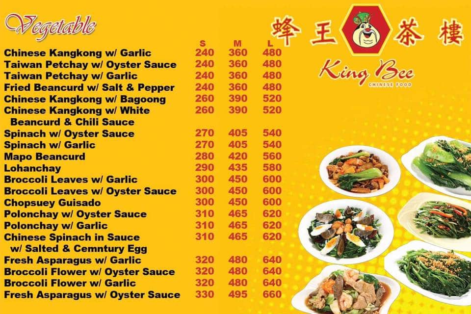 Menu at King Bee Chinese Restaurant, Antipolo, Grnd Floor