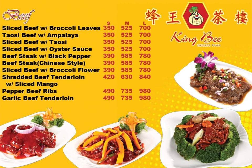 Menu at King Bee Chinese Restaurant, Antipolo, Grnd Floor