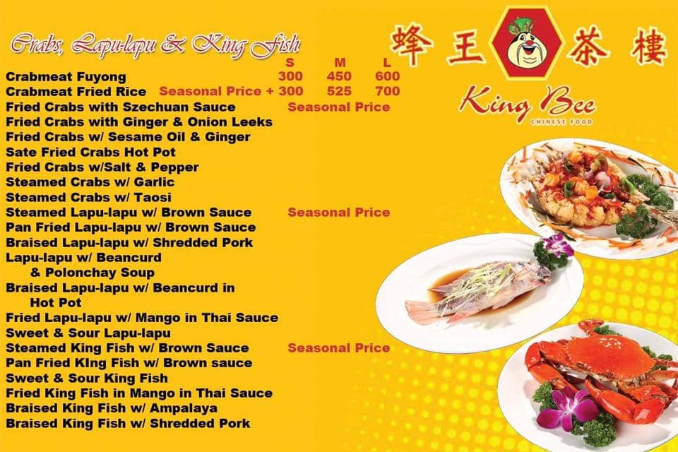 Menu at King Bee Chinese Restaurant, Antipolo, Grnd Floor