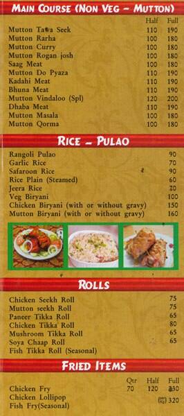 Menu at The Hungry Point Raut Special, New Delhi