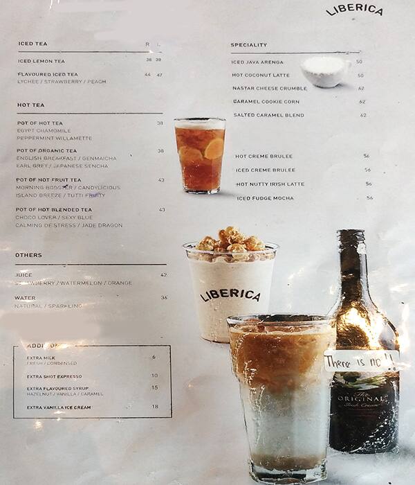 Menu at Liberica cafe, South Jakarta, Jl. Casablanca No.88